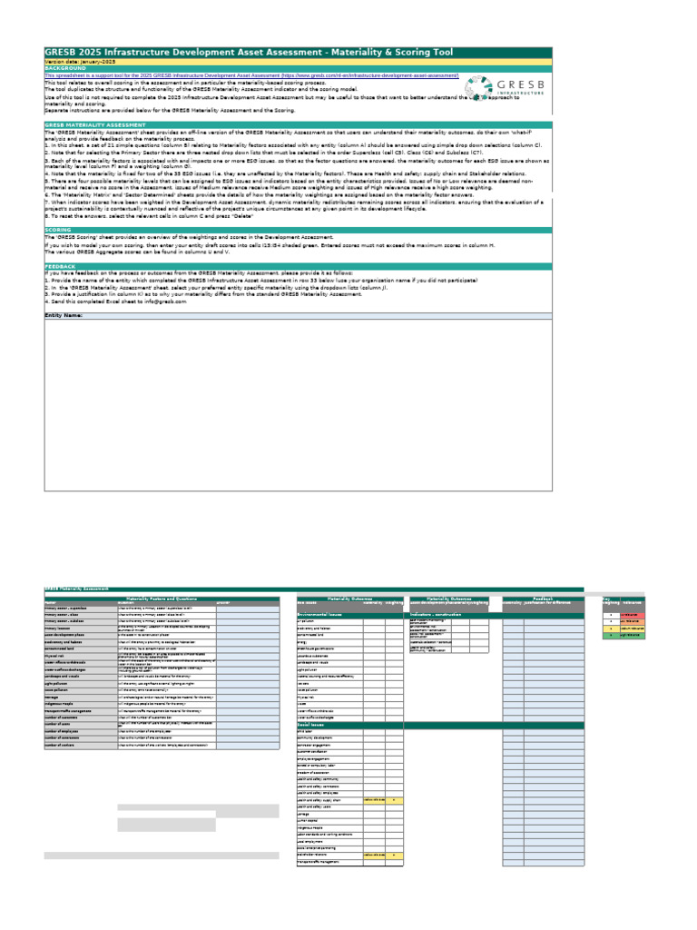 GRESB 2025 Infrastructure Scoring Tool | PDF | Electricity Generation ...