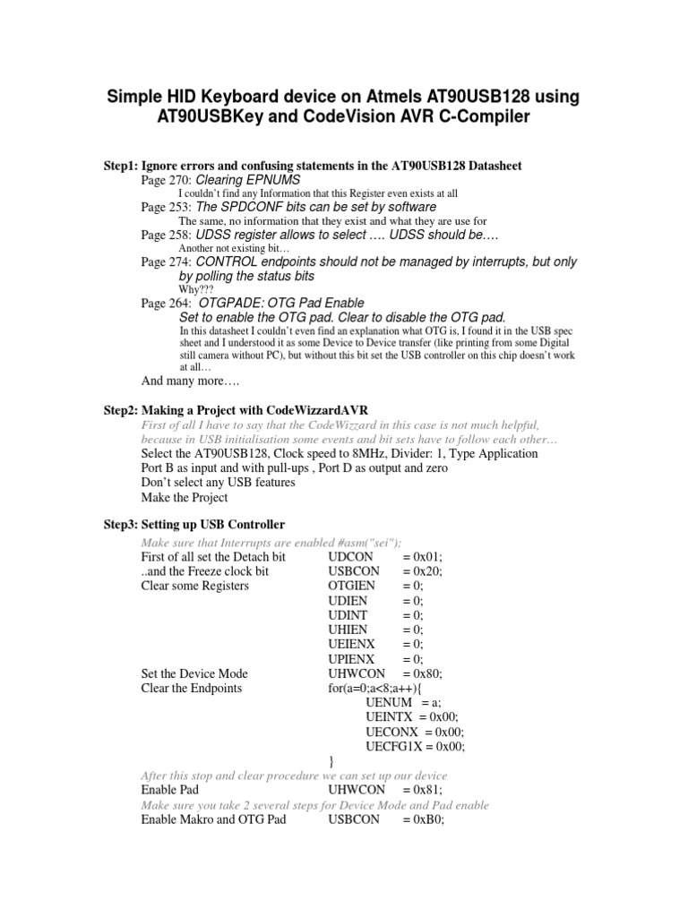 Simple Hid Keyboard Device On Atmels At90Usb128 Using At90Usbkey and ...