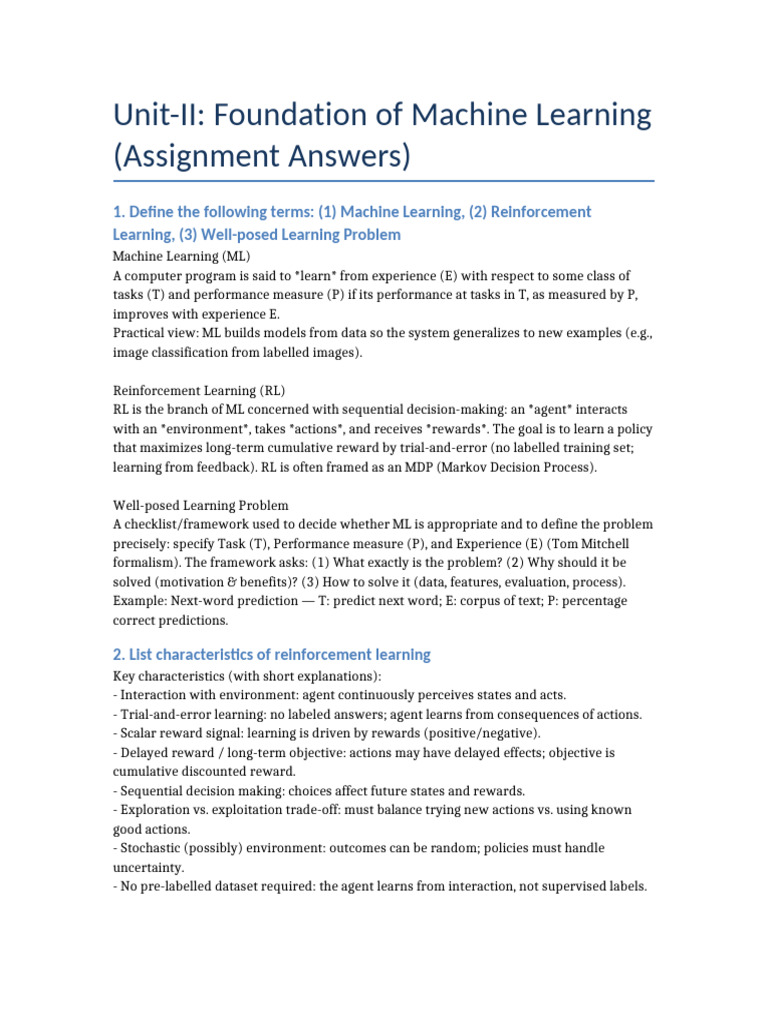 Unit2 ML Assignment Answers FULL | PDF | Machine Learning | Cluster Analysis