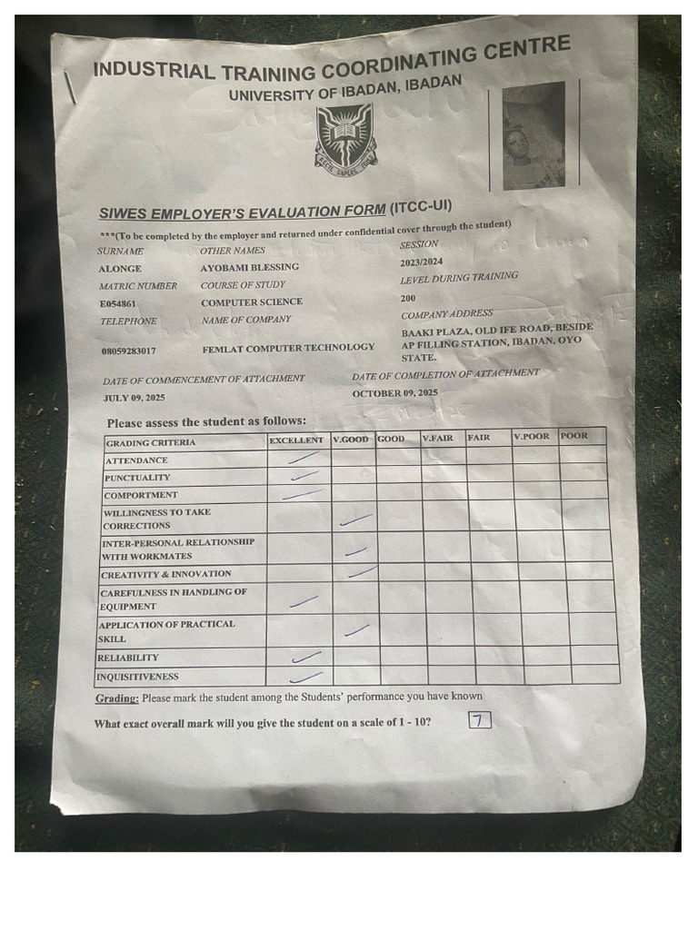 Evaluation Form 1 | PDF