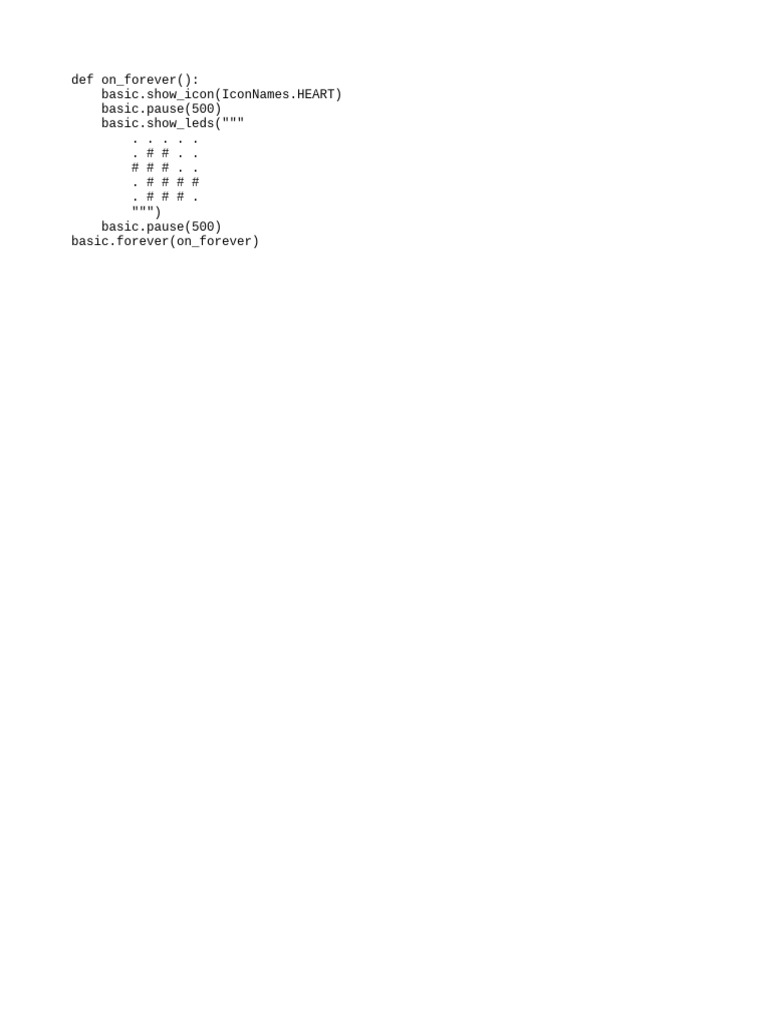 Micro:bit Heart LED Animation Code | PDF