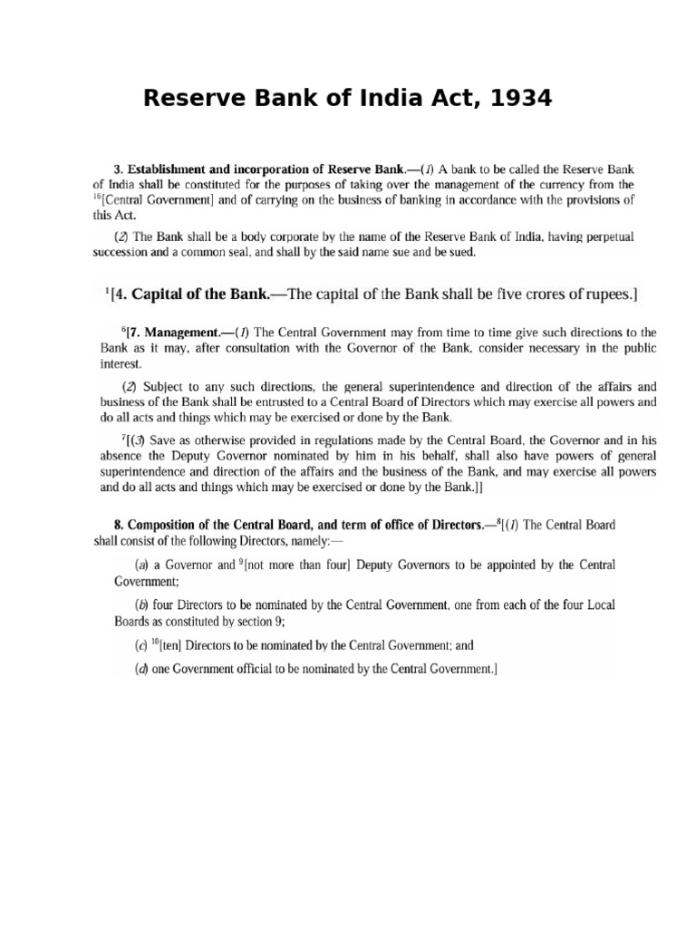 Rbi Act | PDF