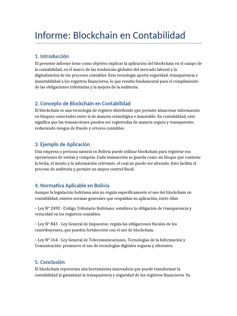 Informe Blockchain Contabilidad | PDF