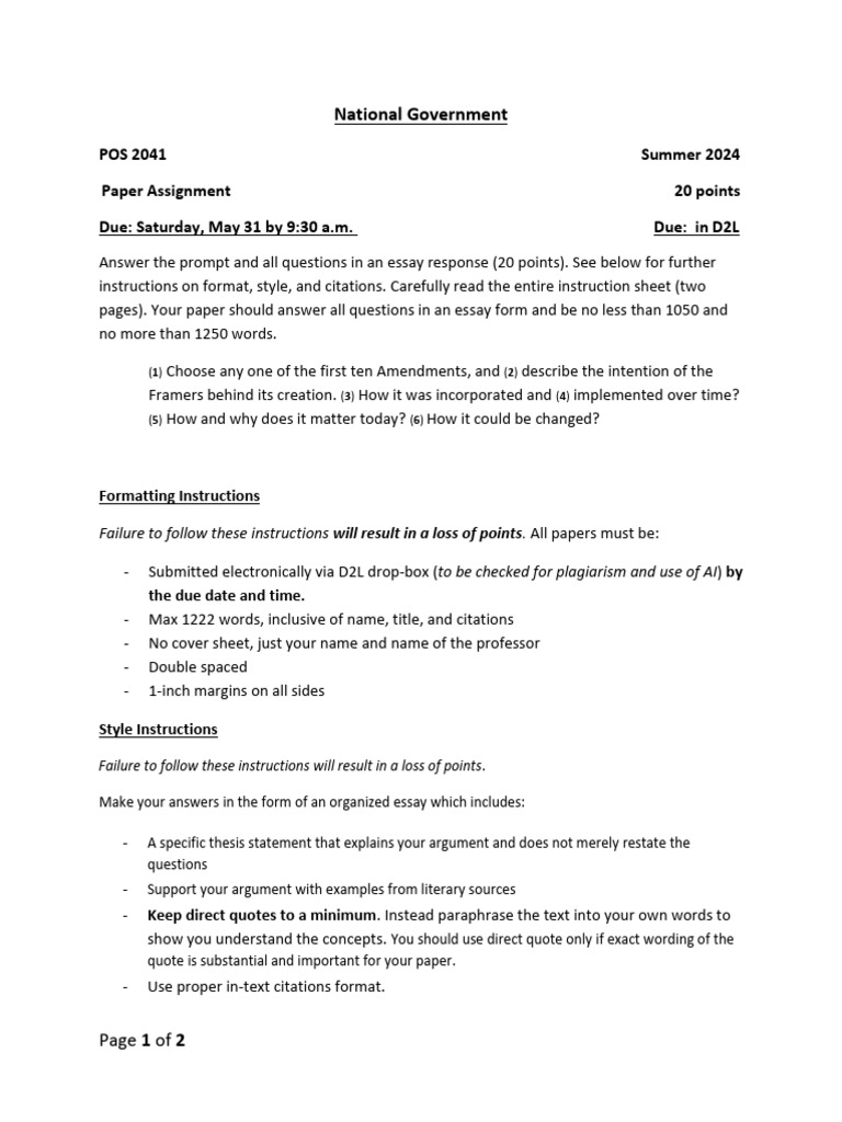 Amendment Assignment POS 2041 | PDF | Citation | Essays