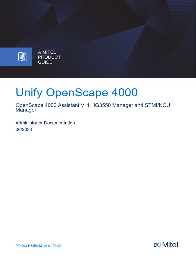 OpenScape 4000 Assistant V11, HG3550 Manager and STMI - NCUI Manager, Administrator ...