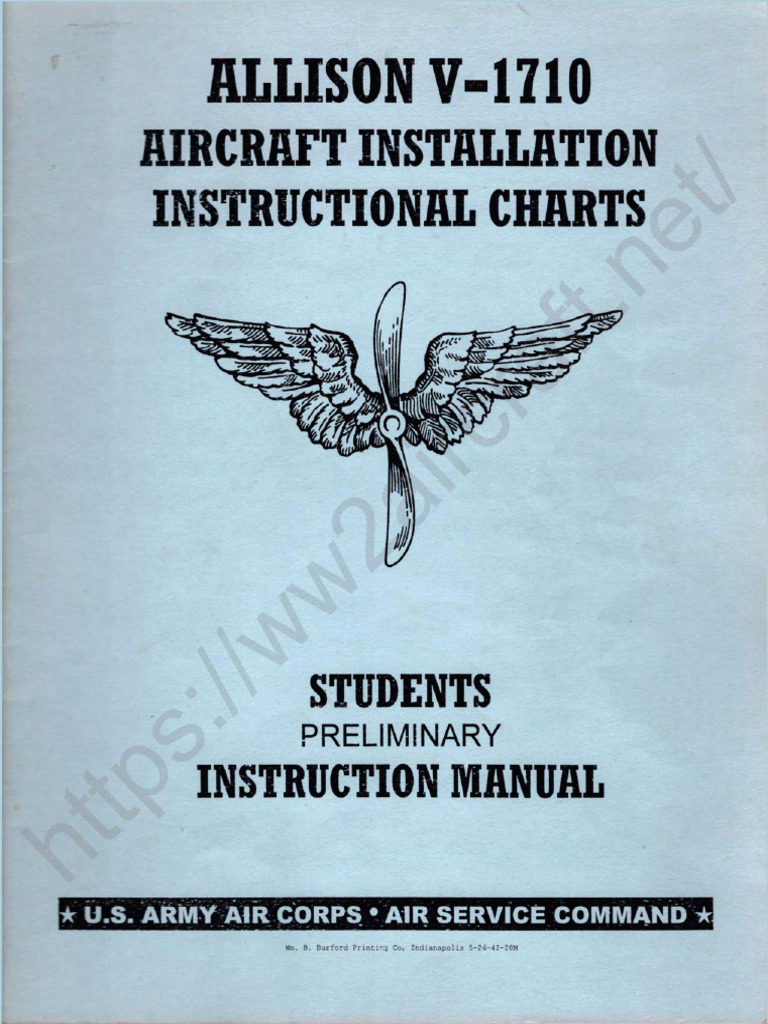 Allison v-1710 Aircraft Engine Install Instruction Charts (42!05!26 ...
