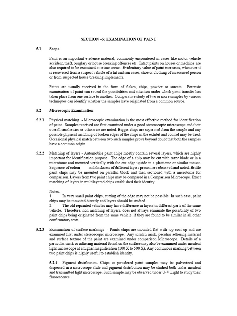 Forensic Paint Examination Techniques | PDF | Paint | Solubility