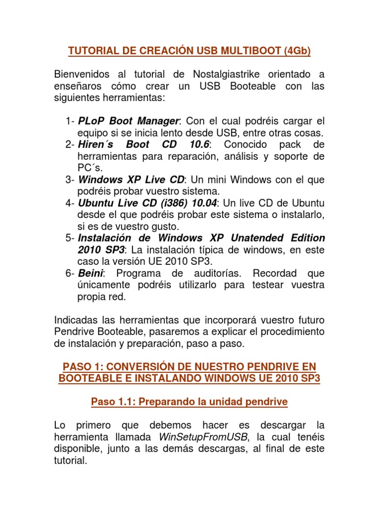 Tutorial de Creacion USB Multiboot Nostalgia Strike | PDF | Memoria USB | Archivo de computadora