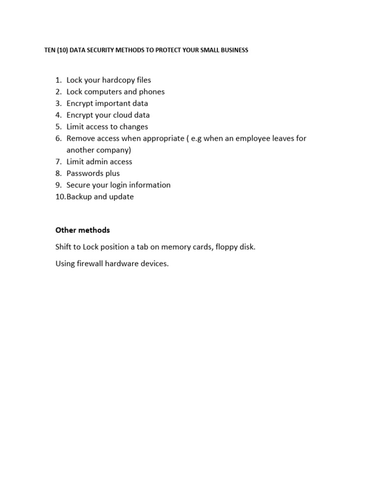 Ten Data Protection Methods | PDF