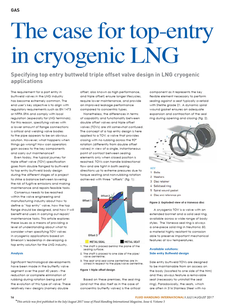 Case For Top Entry in Cryogenic LNG en 1529530 | PDF | Valve | Duct (Flow)