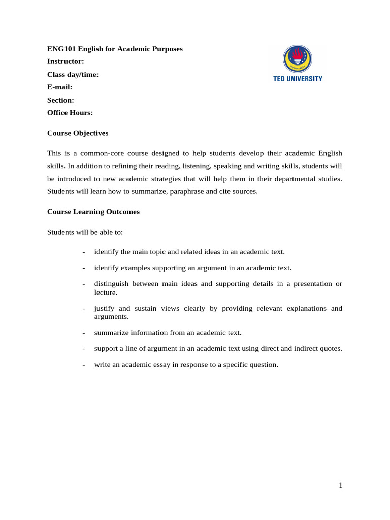 Fall 25 - 26 ENG 101 Syllabus - Student Version-2 | PDF | Plagiarism ...