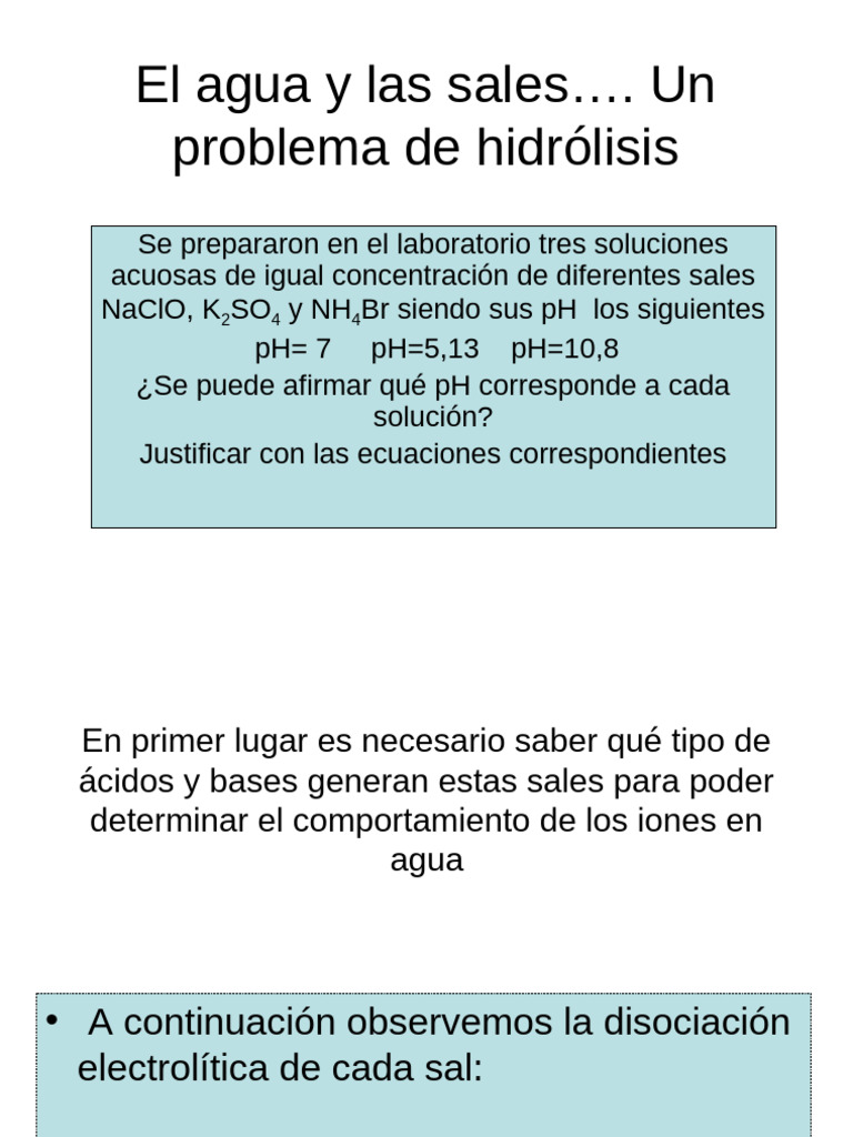 Hidrolisis | PDF | Ácido | Sal (química)