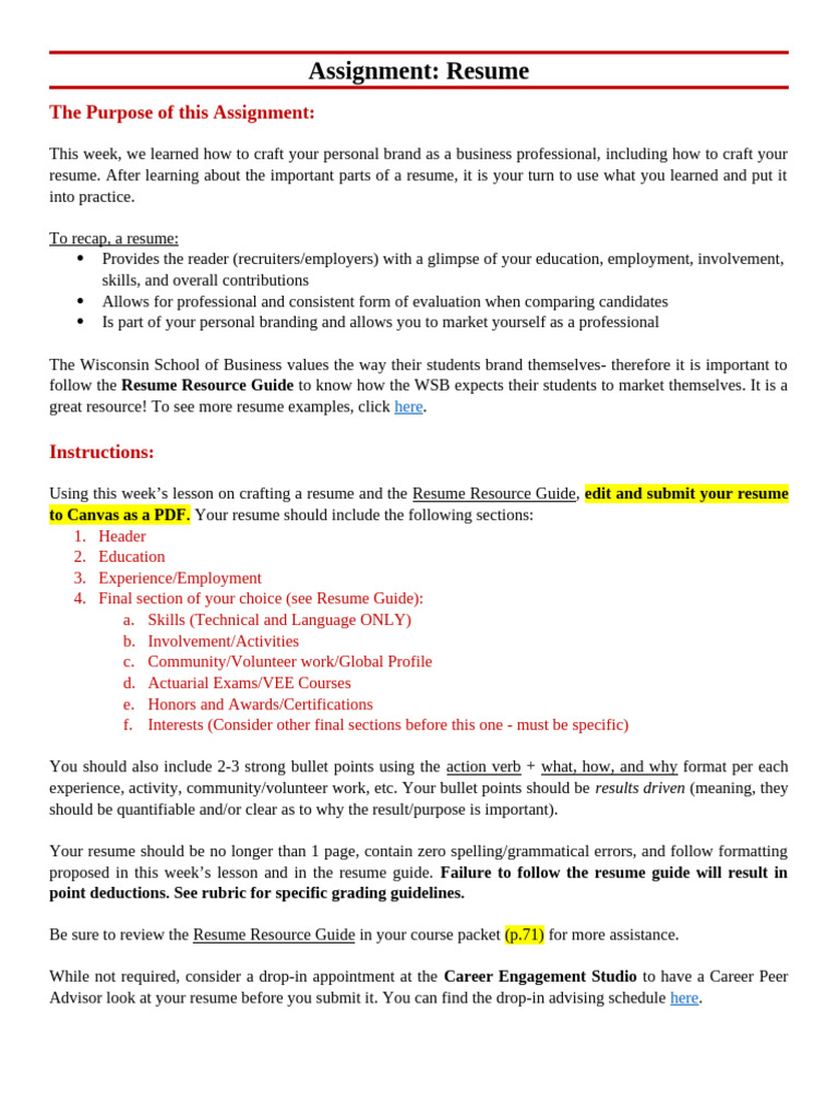 Resume Assignment | PDF