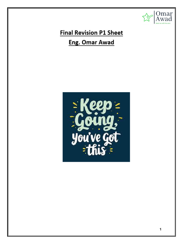 As P1 Final Revision Sheet - Eng. Omar Awad | PDF