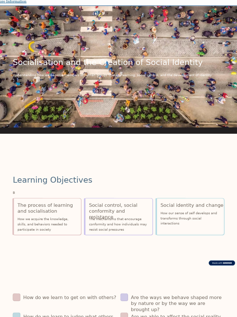 Socialisation and The Creation of Social Identity | PDF | Socialization ...