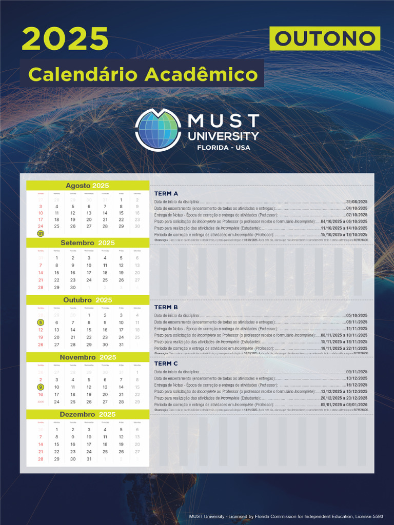 Academic Calendar Fall 2025 PT | PDF