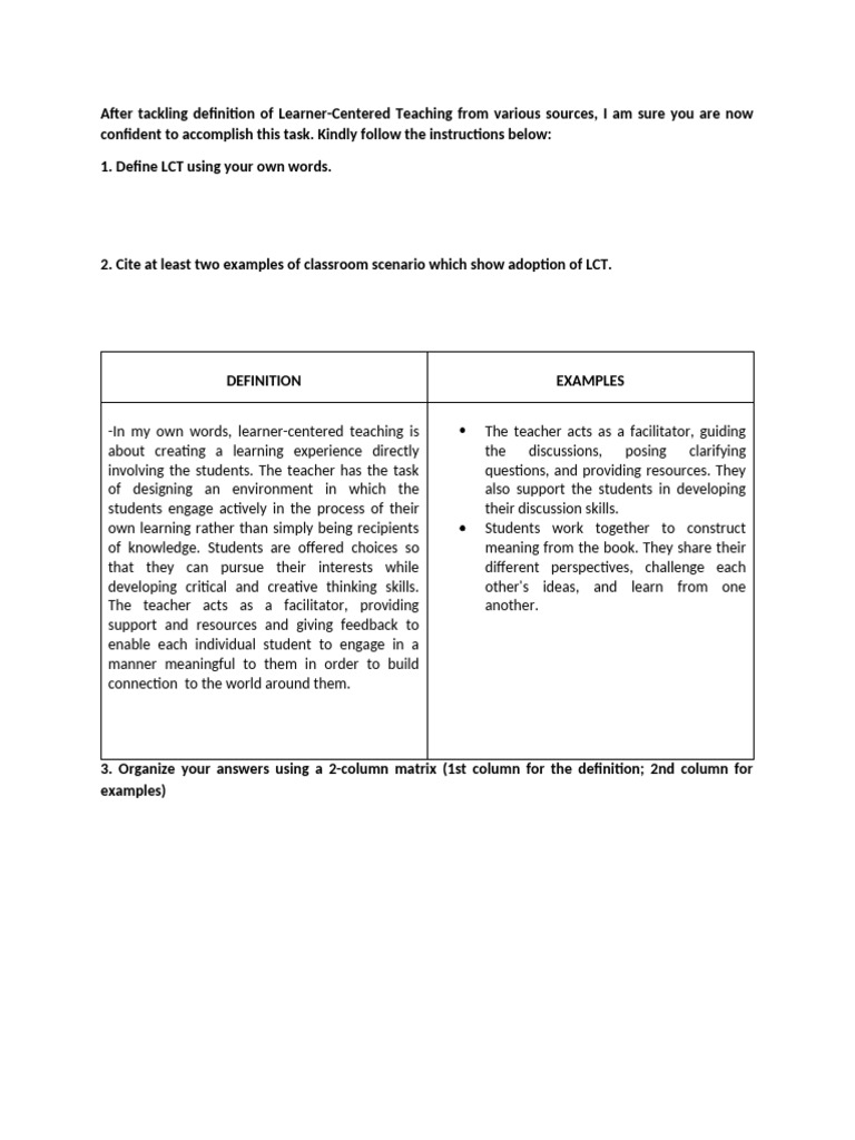 Task 1 Definition and Examples For LCT | PDF