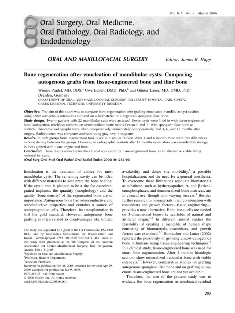 Bone Regeneration After Enucleation of Mandibular | PDF | Bone | Tissue ...