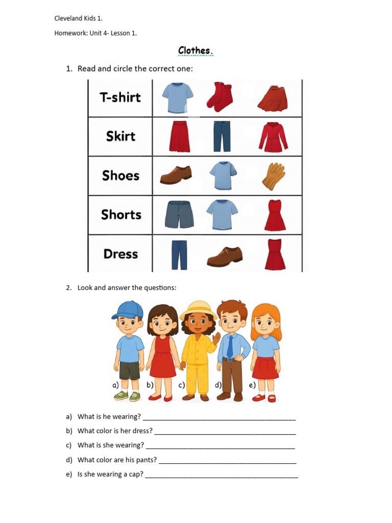 Kids Unit 4 - Lesson 1 | PDF