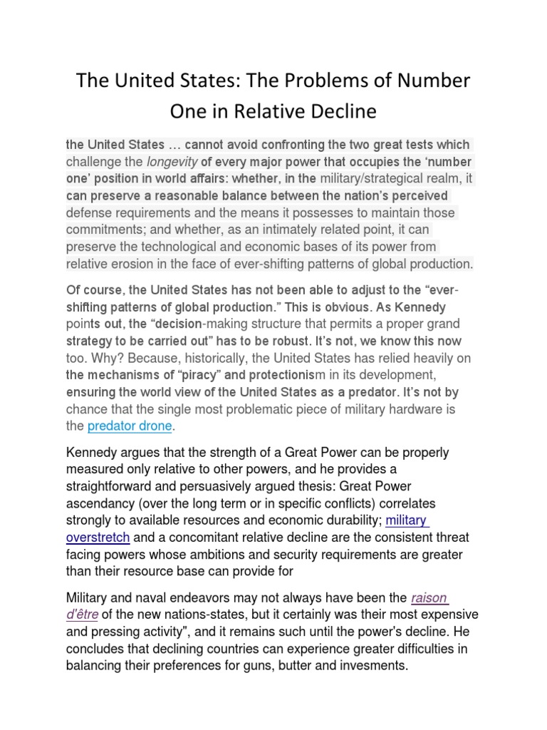 The United States: The Problems of Number One in Relative Decline | PDF ...