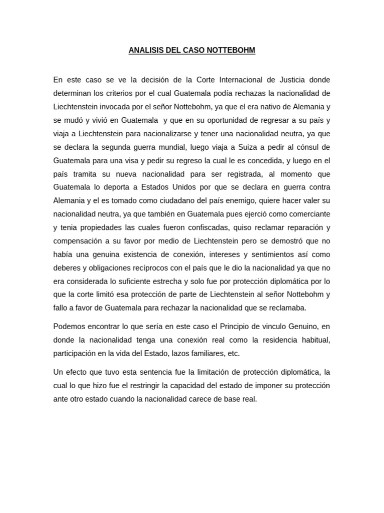Analisis Del Caso Nottebohm | PDF