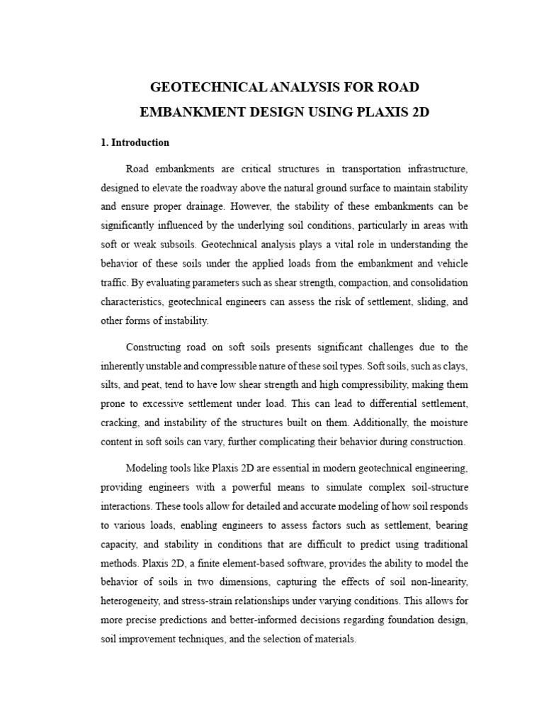 Geotechnical Analysis for Road Embankment Using Plaxis 2d | PDF ...
