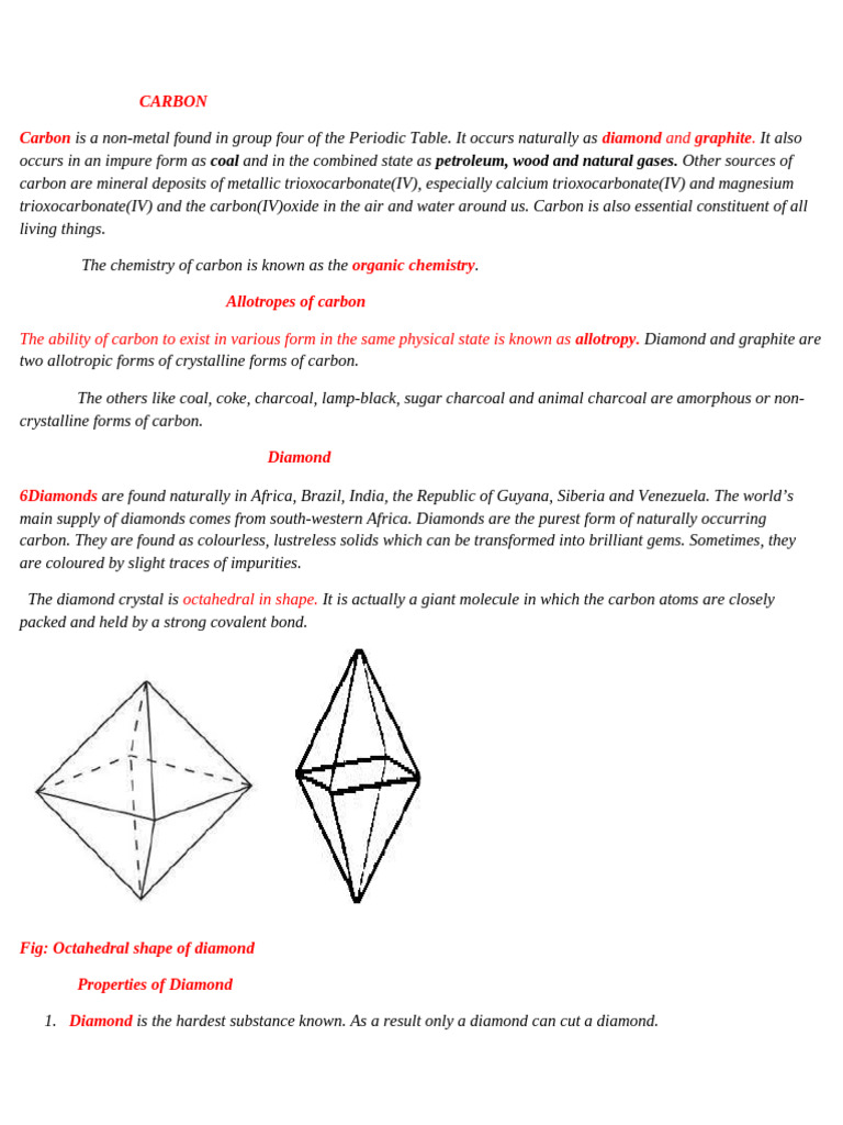 Properties and Uses of Carbon Allotropes | PDF | Sodium Carbonate | Carbon
