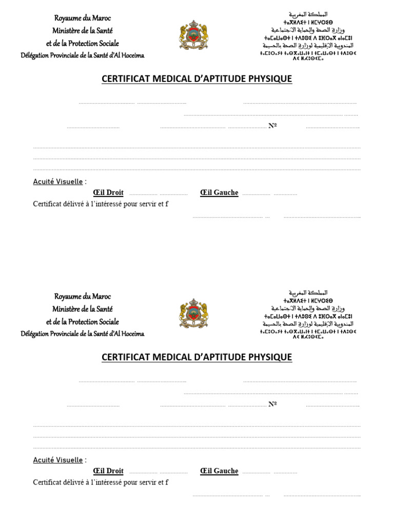 Certificat Medical D'aptitude Physique - Copie | PDF