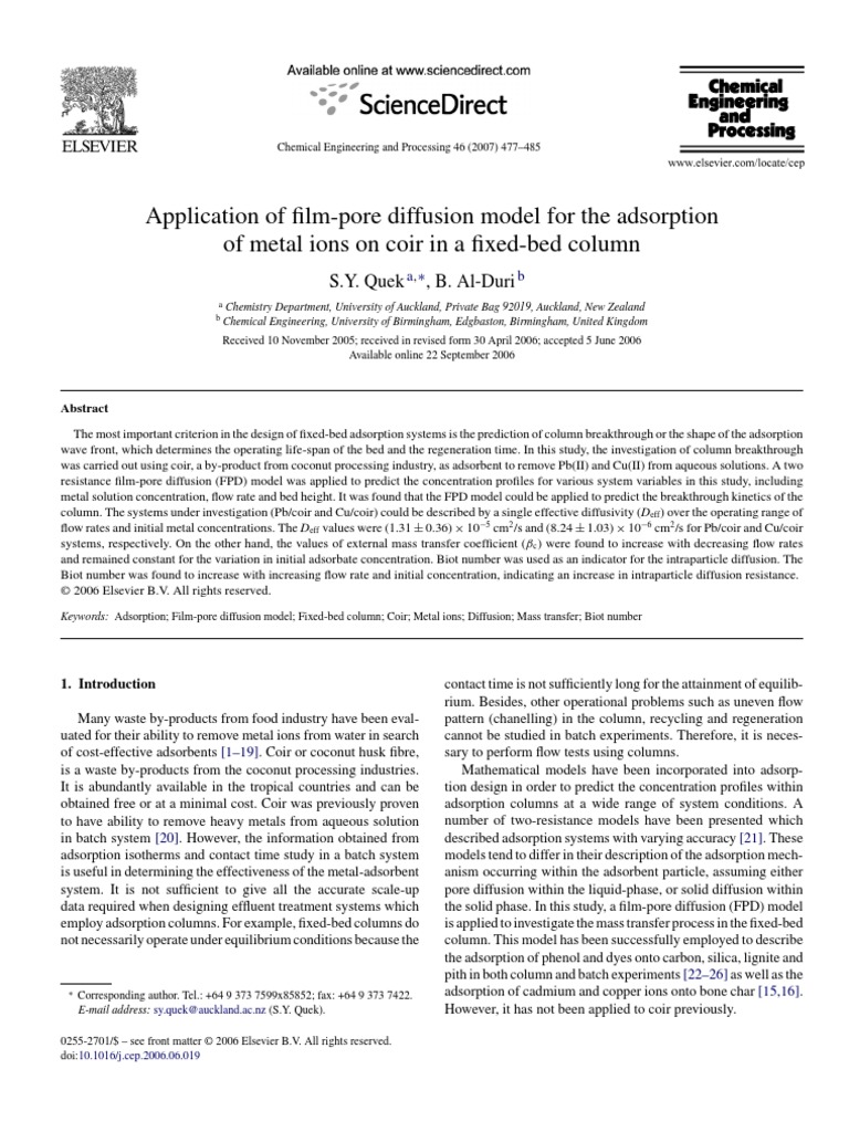 Adsorption 2 | PDF | Adsorption | Diffusion