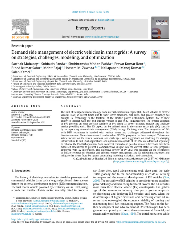 DSM of EV in Smart Grids Surveys, Modeling and Optimization | PDF ...