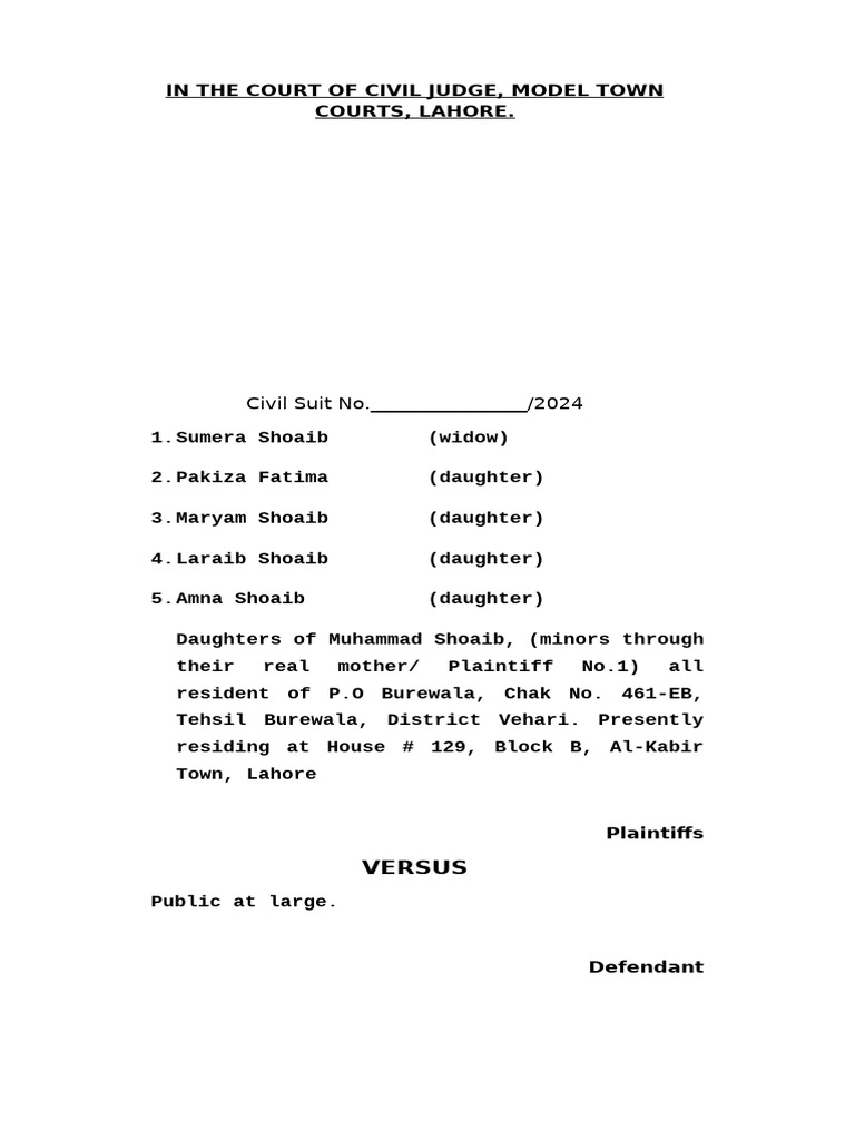 Legal Heirs Declaration Suit Lahore | PDF | Common Law | Judiciaries