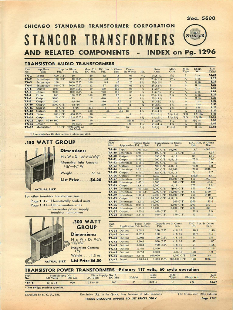 Transistor Audio Transformers Index | PDF | Electrical Engineering ...