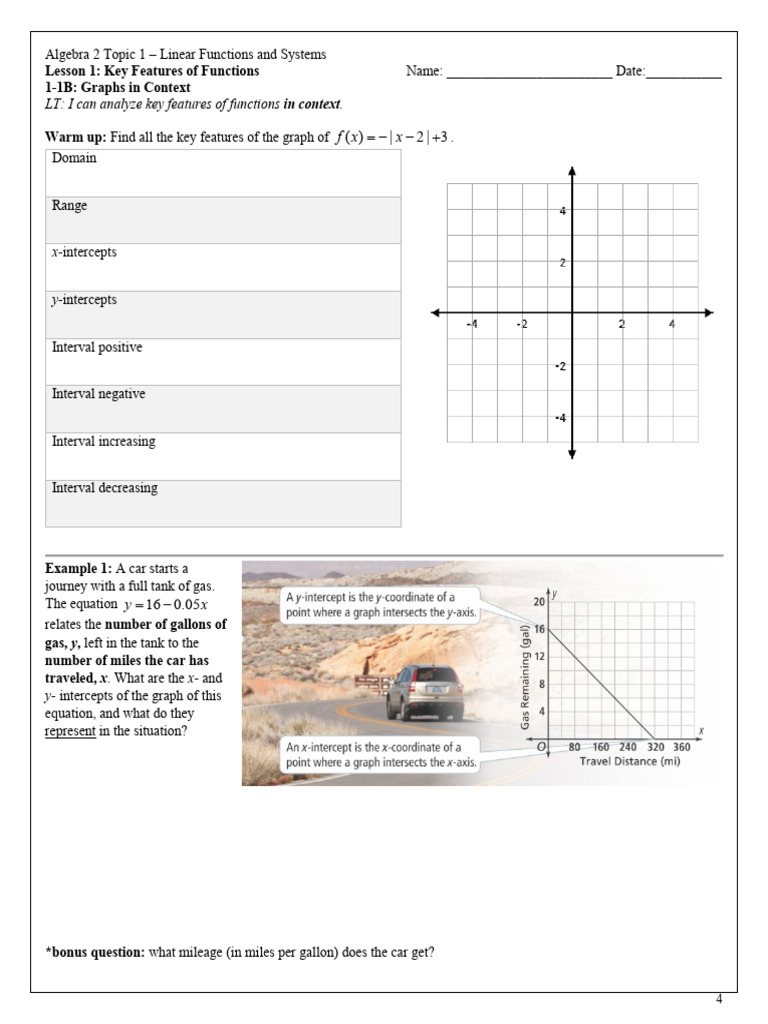 Key Features of Linear Functions | PDF