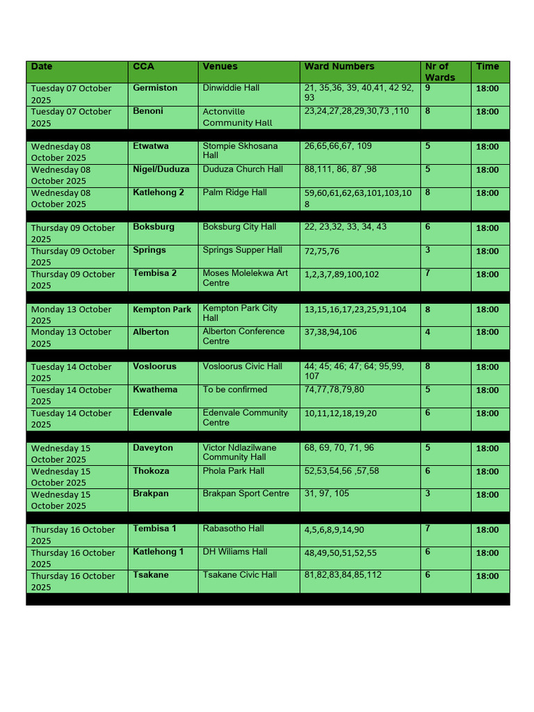 2025 Election Venue Schedule | PDF