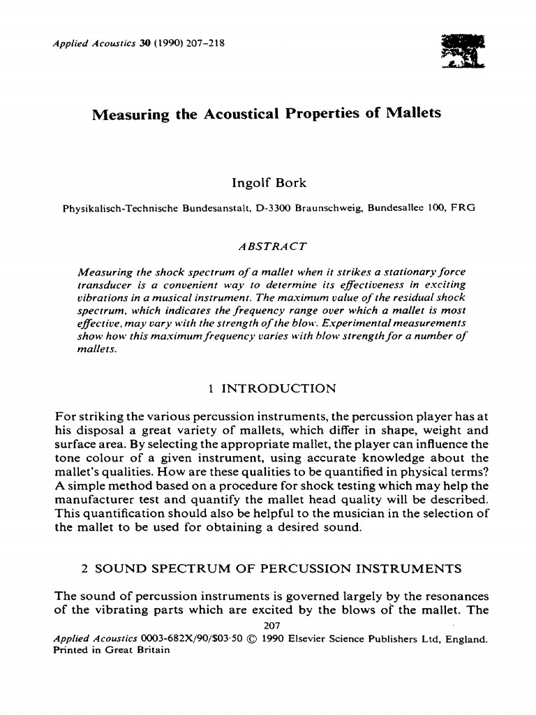 Acoustical Properties of Mallets | PDF | Spectral Density | Resonance