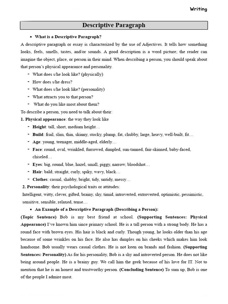 Descriptive Paragraph | PDF