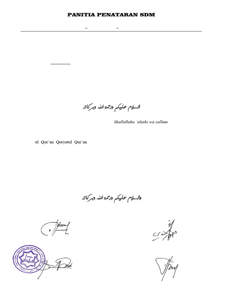 Undangan Penataran SDM Qoryatul Quran | PDF