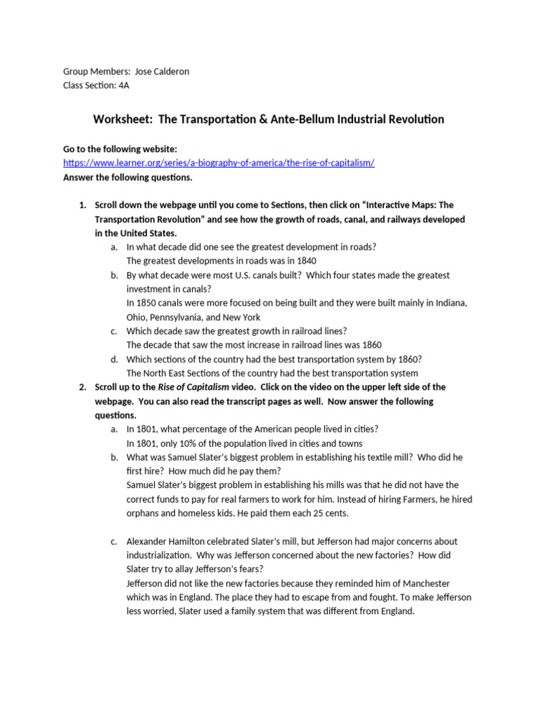 Transportation and Industrial Revolution Insights | PDF | Canal | Chicago