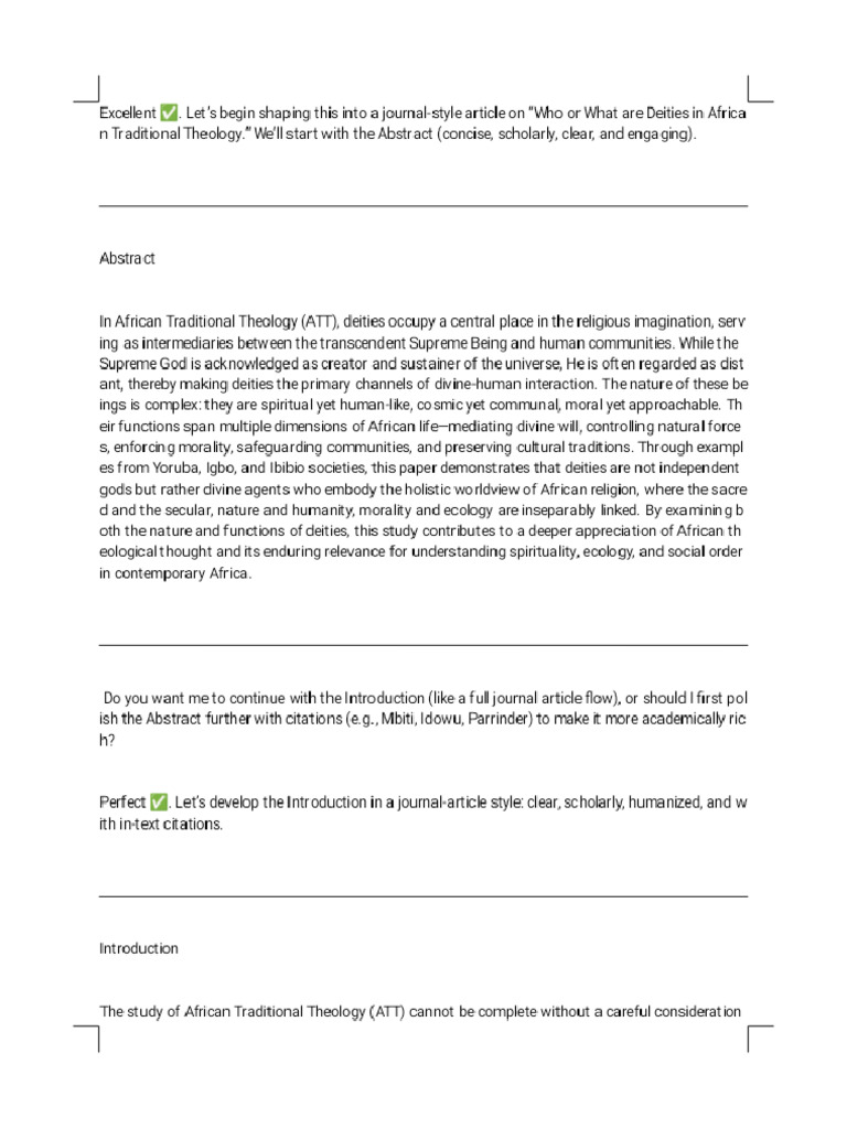 African Traditional Religion (ATR) Assignment | PDF