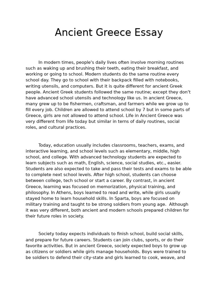 Life in Ancient Greece Essay | PDF | Ancient Greece | Schools