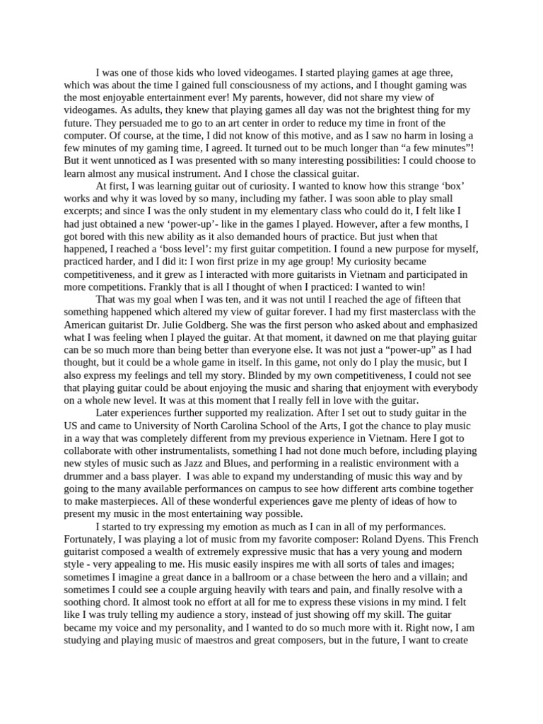 Artistic Statement UNCSA | PDF