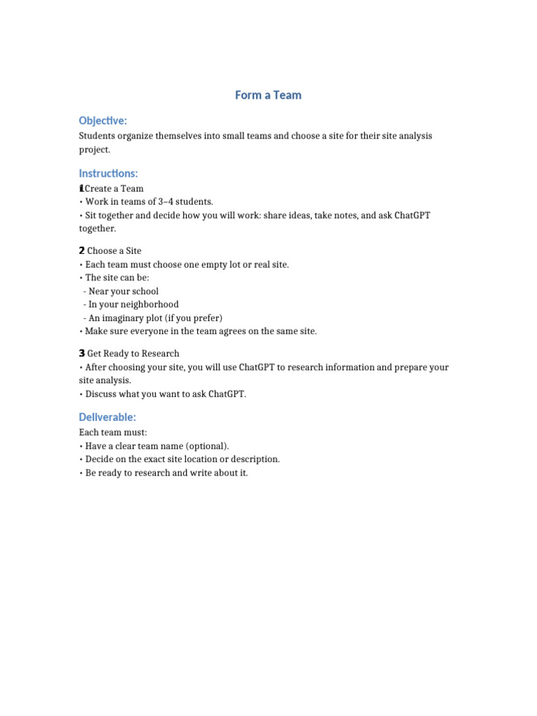 Form A Team Site Analysis | PDF