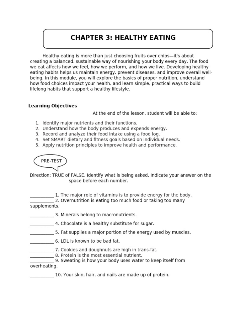Essentials of Healthy Eating Habits | PDF | Food Energy | Fat