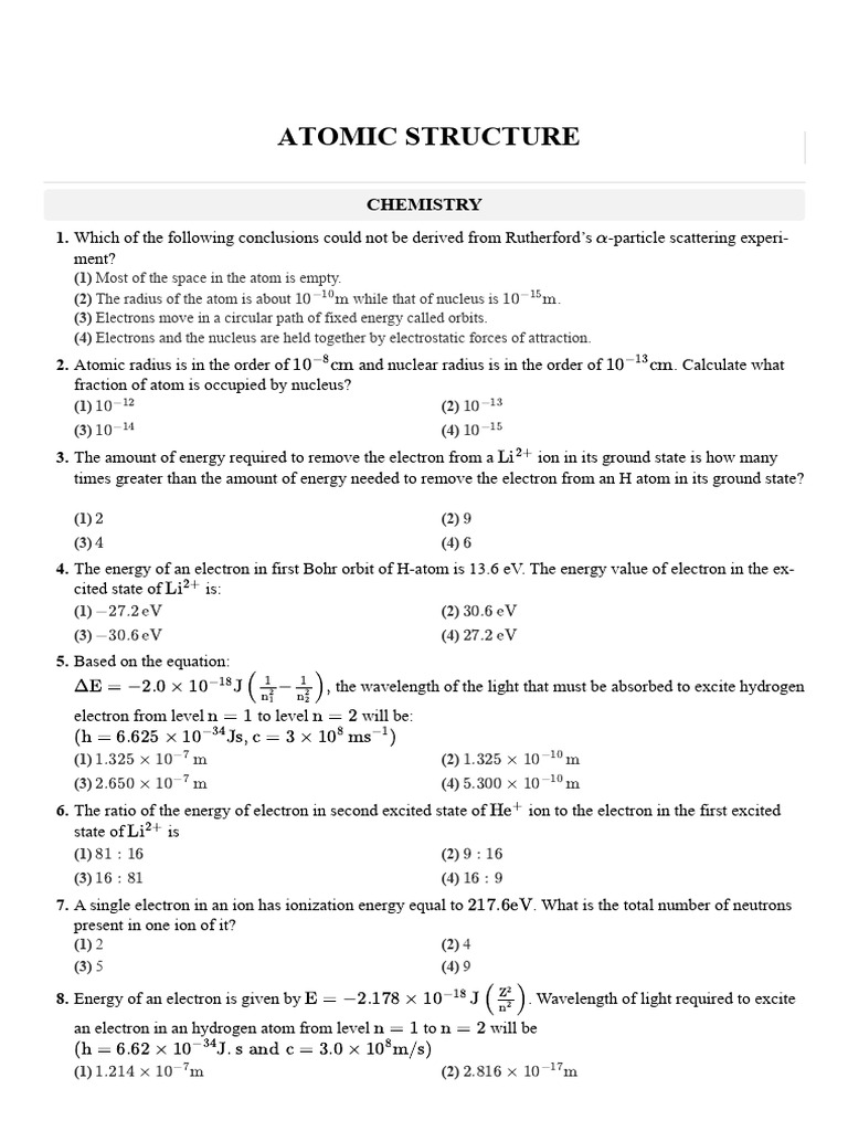 Atomic Structure and Energy Calculations | PDF | Atomic Orbital ...