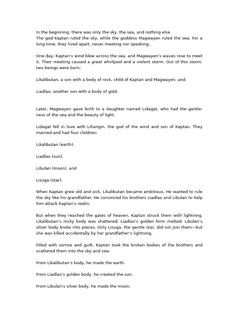 The Visayan Creation Myth | PDF