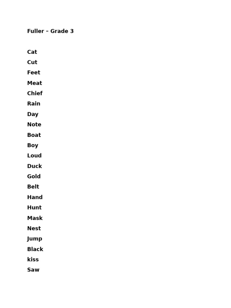 Fuller For Grade 3 | PDF