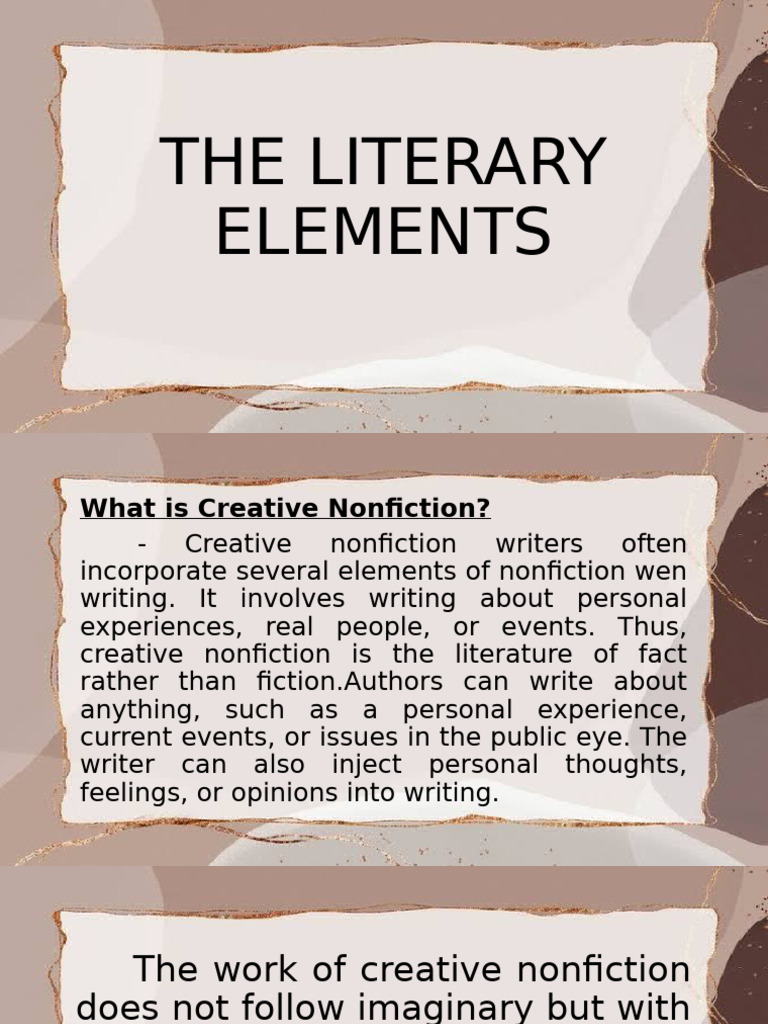 Understanding Creative Nonfiction Elements | PDF | Narration | Literary ...