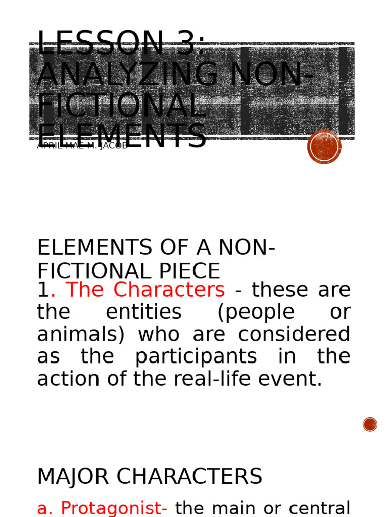 Analyzing Non-Fiction Elements Guide | PDF | Narration | Feeling
