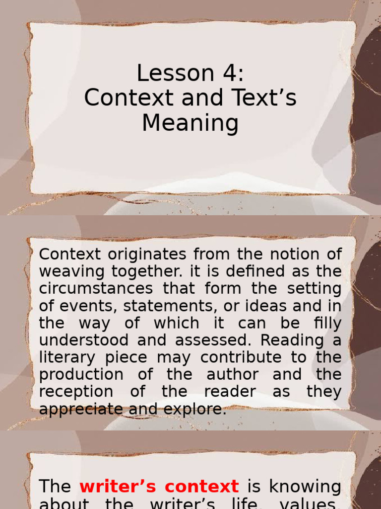 Lesson 4 Context and Text Meaning | PDF