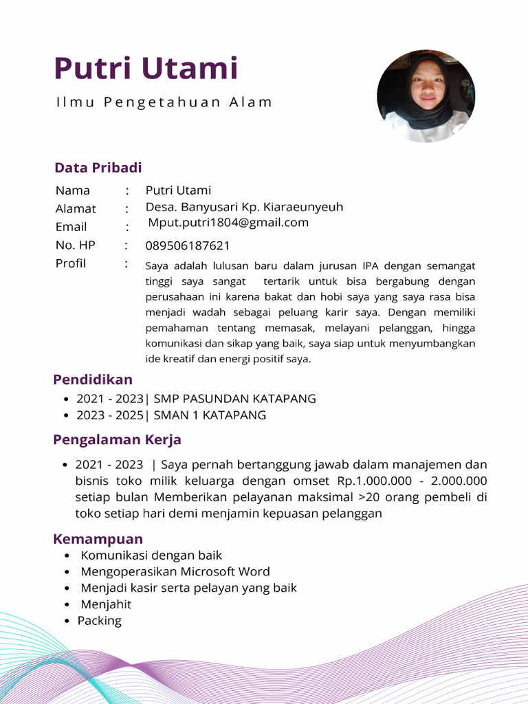 CV Putri Utami - 20251005 - 161612 - 0000 | PDF